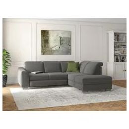 Sit & More Ecksofa SIT & MORE "Dundee L-Form" Sofas Gr. B/H/T: 263cm x 86cm x 219cm, Luxus-Microfaser Paris, Ottomane rechts, ohne Kopfteilverstellung-ohne Bettfunktion-ohne Stauraum, grau mit Federkern und Edelstahlfüßen, wahlweise Kopfteilverstellung