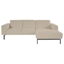 Ecksofa Andas "Lungre, L-Form" Sofas Gr. B/H/T: 280 cm x 82 cm x 163 cm, Bouclé, Recamiere rechts, Ecksofa XXL, beige (sand) in verschiedenen Größen, extra hohe Füße aus Metall