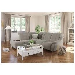 Ecksofa Home Affaire "Boston L-Form" Sofas Gr. B: 272cm, Struktur, Ottomane links, mit Kopfteilverstellung-mit 1 motorischer Relaxfunktion im 2sitzigen Sofaelement, beige (natur) Kopfteilverstellung an jeder Sitzfläche, wahlweise Relaxfunktion