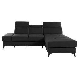 Ecksofa Inosign "Cardiz L-Form" Sofas Gr. B/H/T: 246 cm x 83 cm x 173 cm, Samtoptik, Recamiere rechts, mit Bettfunktion-mit Bettkasten, grau (anthrazit) inkl.Kopfteilverstellung und Federkern wahlweise mit Bettfunktion