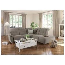 Ecksofa Home Affaire "Boston L-Form", braun (macciato), B:272cm, Struktur (100% Polyester), Luxus-Microfaser Florence (100% Polyester), Chenille (100% Polyester), NaturLEDER (reines Rindsleder), Sofas, Kopfteilverstellung an jeder Sitzfläche, wahlweise Relaxfunktion