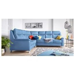 Sit & More Ecksofa SIT & MORE "Boccaccio L-Form" Sofas Gr. B/H/T: 265cm x 104cm x 215cm, Flachgewebe, langer Schenkel rechts, mit Bettfunktion-mit Kopfteilverstellung, blau (pacific) mit Federkern und Kopfteilverstellung, wahlweise Bettfunktion