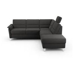 Sit & More Ecksofa SIT & MORE "Palmera L-Form" Sofas Gr. B/H/T: 236cm x 89cm x 212cm, Struktur, Ottomane rechts, mit Bettfunktion-ohne Stauraum, grau (dunkelgrau) Federkern, wahlweise mit Bettfunktion und mitohne Stauraum