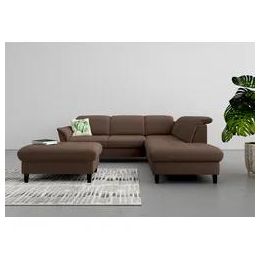 Sit & More Ecksofa SIT & MORE "Maggiore L-Form" Sofas Gr. B/H/T: 261cm x 88cm x 224cm, Soft clean, Ottomane rechts, ohne Kopfteilverstellung-ohne Bettfunktion-ohne Stauraum-Fussfarbe: schwarz matt, braun (espresso) wahlweise mit Kopfteilverstellung, Bettfunktion und Stauraum