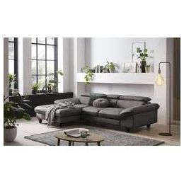 Ecksofa Home Affaire "Pilot L-Form" Sofas Gr. B/H/T: 268cm x 73cm x 108cm, NaturLEDER, Recamiere links, mit Kopfteilverstellung-mit Bettkasten-mit Bettfunktion, braun (cacao) wahlweise mit Bettfunktion und Bettkasten