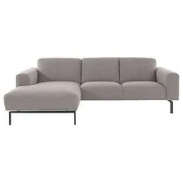 Ecksofa Andas "Lungre, L-Form" Sofas Gr. B/H/T: 260cm x 82cm x 163cm, Struktur, Recamiere links, Ecksofa XL, grau (falcon) in verschiedenen Größen, extra hohe Füße aus Metall