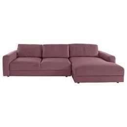 Ecksofa Places of Style "Bloomfield, L-Form" Sofas Gr. B/H/T: 303cm x 84cm x 176cm, Velours, mega-Recamiere rechts, XXL mit Sitztiefenverstellung, rosa (altrosa) extra tiefe Sitzfläche, wahlweise mit Sitztiefenverstellung