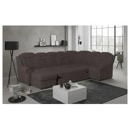 Wohnlandschaft Home Affaire "Boston U-Form" Sofas Gr. B/H/T: 333 cm x 102 cm x 216 cm, Chenille, langer Schenkel rechts-Recamiere links-Bettfunktion links, Mit Bettfunktion-mit Schubkasten, schwarz (charcoal) Gemütliche Wohnlandschaft mit hoher Rückenlehne in klassischem Design