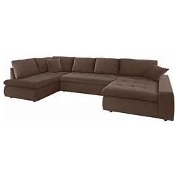 Wohnlandschaft Trendmanufaktur "Indie II, tolle Detailverarbeitung, bequem und komfortabel im Sitz" Sofas Gr. B/H/T: 335cm x 86cm x 179cm, Luxus-Microfaser, Recamiere rechts, ohne Bettfunktion, braun wahlweise mit Bettfunktion, U-Form