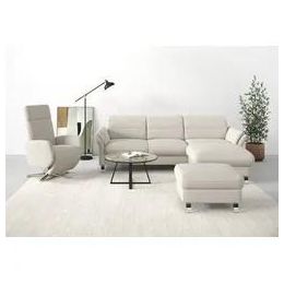 Sit & More Ecksofa SIT & MORE "Grenoble L-Form mit Federkern" Sofas Gr. B/H/T: 251cm x 85cm x 161cm, Struktur weich, Recamiere rechts, ohne Bettfunktion-ohne Armteilverstellung-ohne Kopfteilverstellung, beige (creme) wahlweise mit Bettfunktion, Bettkasten, Arm- und Kopfteilverstellung