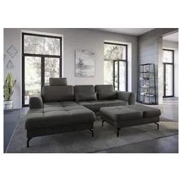 Sit & More Ecksofa SIT&MORE "Bendigo L-Form" Sofas Gr. B/H/T: 284 cm x 87 cm x 175 cm, NaturLEDER, mega-Recamiere links, mit schwarzem Nickelfuß, braun (mokka) inklusive Sitztiefenverstellung, Bodenfreiheit 15 cm, 2 Fußfarben