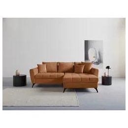 Ecksofa Inosign "Lörby L-Form" Sofas Gr. B/H/T: 246 cm x 90 cm x 170 cm, Feincord, Recamiere rechts, Feincord, orange (terra) Belastbarkeit bis 140kg pro Sitzplatz, auch mit Aqua clean-Bezug