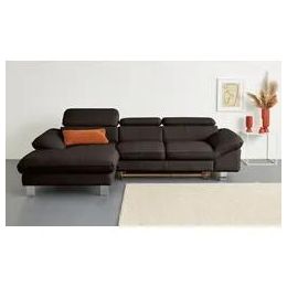 Ecksofa COTTA "Driver L-Form" Sofas Gr. B/H/T: 268cm x 73cm x 169cm, Leder BEEFY, Recamiere links, mit Kopfteilverstellung-mit Bettfunktion und Bettkasten, braun mit Kopfteilverstellung, wahlweise Bettfunktion und Bettkasten