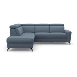 Sit & More Ecksofa SIT&MORE "Scarlett L-Form" Sofas Gr. B/T: 258 cm x 226 cm, Luxus-Microfaser ALTARA NUBUCK, Ottomane links, Kopfteilverstellung, blau (hellblau) inklusive Kopfteilverstellung, wahlweise mit Bettfunktion, Bettkasten