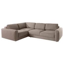 Ecksofa Places of Style "Bloomfield, L-Form" Sofas Gr. B/H/T: 224cm x 84cm x 304cm, Struktur grob, langer Schenkel rechts, XXL ohne Sitztiefenverstellung, beige (portabella) extra tiefe Sitzfläche, wahlweise mit Sitztiefenverstellung