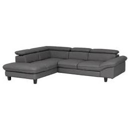 Ecksofa Home Affaire "Pilot L-Form" Sofas Gr. B/H/T: 266cm x 73cm x 108cm, Kunstleder SOFTLUX, Ottomane links, mit Kopfteilverstellung-ohne Bettfunktion-ohne Bettkasten, grau (fango)