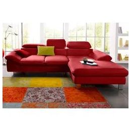 Ecksofa COTTA "Driver L-Form" Sofas Gr. B/H/T: 268cm x 73cm x 169cm, Luxus-Kunstleder, Recamiere rechts, mit Kopfteilverstellung-mit Bettfunktion und Bettkasten, rot inkl. Kopfteilverstellung, wahlweise mit Bettfunktion