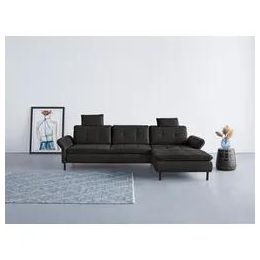 Ecksofa Inosign "Birkholm L-Form" Sofas Gr. B/H/T: 267cm x 83cm x 174cm, Luxus-Microfaser ALTARA NUBUCK, Recamiere rechts, mit Armlehnfunktion, schwarz Armlehnverstellung, auch in Easy Clean Bezug - mit Wasser zu reinigen