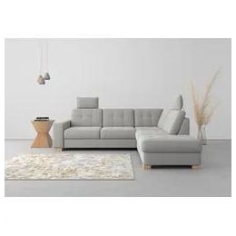 Sit & More Ecksofa SIT & MORE "Quincy L-Form" Sofas Gr. B/H/T: 249cm x 82cm x 213cm, Luxus-Microfaser, Ottomane rechts, ohne Bettfunktion, silberfarben (silber) wahlweise mit Bettfunktion und Bettkasten