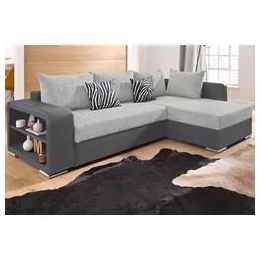 Ecksofa Collection AB "John L-Form" Sofas Gr. B/H/T: 226 cm x 80 cm x 92 cm, Kunstleder SOFTLUX-Struktur, mit Federkern, grau (anthrazit, hellgrau) mit Bettfunktion, wahlweise Federkern