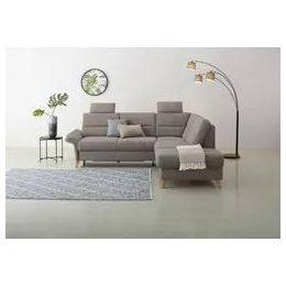 Ecksofa Home Affaire "Westerland L-Form" Sofas Gr. B/H/T: 238cm x 90cm x 213cm, Chenille-Optik, Ottomane rechts, mit Bettfunktion, Stauraum und Armlehnfunktion, braun (latte) Federkern-Polsterung, wahlweise mit Bettfunktion, Bettkasten