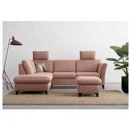 Ecksofa Home Affaire "Trelleborg L-Form" Sofas Gr. B/H/T: 252 cm x 86 cm x 213 cm, Feincord, Ottomane links, ohne Bettfunktion-ohne Stauraum, rosa (altrosa) wahlweise mit Bettfunktion und Bettkasten, inkl. Federkern-Polsterung