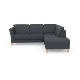 Sit & More Ecksofa SIT & MORE "Visby L-Form" Sofas Gr. B/H/T: 248cm x 87cm x 213cm, Soft clean, Ottomane rechts, ohne Bettfunktion-ohne Bettkasten, grau (dunkelgrau) Wahlweise mit Bettfunktion und Stauraum, frei im Raum stellbar