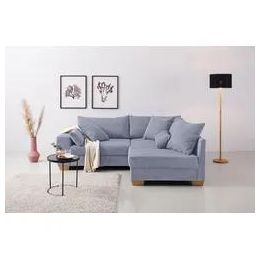 Ecksofa Home Affaire "Helena II, L-Form" Sofas Gr. B/H/T: 227 cm x 77 cm x 190 cm, Cord, Ottomane rechts, mit Bettfunktion, grau Mit Federkern, wahlweise mit Bett und Taschenfederkern