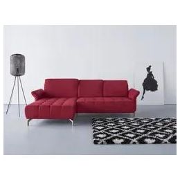 Ecksofa Inosign "Fresh L-Form" Sofas Gr. B/H/T: 281 cm x 79 cm x 185 cm, Luxus-Microfaser ALTARA NUBUCK, mega-Recamiere links, ohne Armteilverstellung-ohne Kopfteilverstellung, rot (bordeaux) Federkern, wahlweise Kopfteilverstellung und motorischer Vorziehsitz