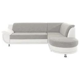 Ecksofa Trendmanufaktur "Rondo 3, L-Form" Sofas Gr. B/H/T: 265cm x 85cm x 190cm, Kunstleder SOFTLUX-Struktur, Ottomane rechts, ohne Federkern, ohne Bettfunktion, weiß (weiß, cappuccino) mit Ottomane und Federkern, wahlweise Bettfunktion