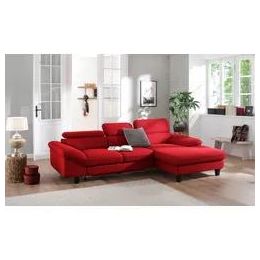 Ecksofa Home Affaire "Pilot L-Form" Sofas Gr. B/H/T: 268cm x 73cm x 108cm, Struktur, Recamiere rechts, mit Kopfteilverstellung-mit Bettkasten-mit Bettfunktion, rot (dunkelrot) wahlweise mit Bettfunktion und Bettkasten