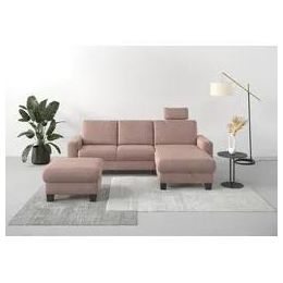 Ecksofa Home Affaire "Summer L-Form" Sofas Gr. B/H/T: 249cm x 91cm x 164cm, Feincord, Recamiere rechts, mit Bettfunktion-mit Bettkasten-ohne Federkern, rosa (altrosa) mit Recamiere, oder ohne Bettfunktion und Bettkasten, Cord-Bezug