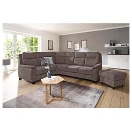 Ecksofa Home Affaire "Boccaccio L-Form" Sofas Gr. B/H/T: 265cm x 104cm x 215cm, Struktur weich, langer Schenkel rechts, mit Bettfunktion-mit Schubkasten, grau (taupe) mit Federkern, incl. Kopfteilverstellung, wahlweise Bettfunktion