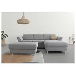 Sit & More Ecksofa SIT & MORE "Apulia L-Form" Sofas Gr. B/H/T: 250 cm x 78 cm x 185 cm, Samtoptik, Recamiere rechts, ohne Bettfunktion-ohne Bettkasten-mit Armteilverstellung-mit Kopfteilverstellung, grau (hellgrau) wahlweise Bettfunktion, Bettkasten und Kopf- Armteilverstellung