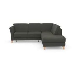 Sit & More Ecksofa SIT & MORE "Visby L-Form" Sofas Gr. B/H/T: 248cm x 87cm x 213cm, Struktur fein, Ottomane rechts, mit Bettfunktion-mit Stauraum, grau (anthrazit) Wahlweise mit Bettfunktion und Stauraum, frei im Raum stellbar