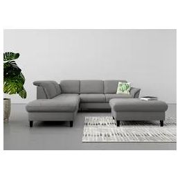 Sit & More Ecksofa SIT & MORE "Maggiore L-Form" Sofas Gr. B/T: 261cm x 224cm, Soft clean, Ottomane links, mit Kopfteilverstellung-mit Bettfunktion-mit Stauraum-Fussfarbe: schwarz matt, grau wahlweise mit Kopfteilverstellung, Bettfunktion und Stauraum