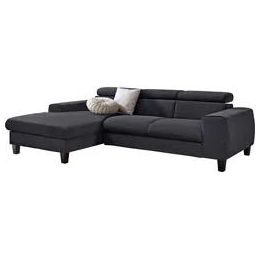 Ecksofa COTTA "Morven L-Form" Sofas Gr. B/H/T: 244cm x 72cm x 166cm, Microfaser PRIMABELLE, Recamiere links, ohne Bettfunktion-ohne Bettkasten-ohne Ladestation-mit Kopfteilverstellung, grau (lava) Ecksofa Polstermöbel Sofas Inklusive Kopfteilverstellung, wahlweise mit Ladestation, Bettfunktion