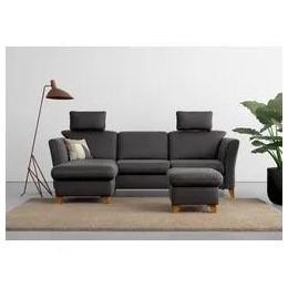 Ecksofa Home Affaire "Trelleborg L-Form" Sofas Gr. B/H/T: 249 cm x 86 cm x 162 cm, Breitcord, Recamiere links, ohne Bettfunktion-ohne Bettkasten, grau wahlweise mit Bettfunktion und Bettkasten, inkl. Federkern-Polsterung