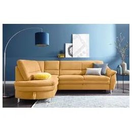 Sit & More Ecksofa SIT & MORE "Cardoso L-Form" Sofas Gr. B/H/T: 250cm x 90cm x 175cm, Luxus-Microfaser, Ottomane links, mit Bettfunktion, gelb (senf) mit Federkern, wahlweise Bettfunktion und Schubkasten