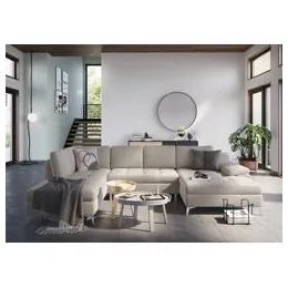 Sit & More Wohnlandschaft SIT&MORE "Latigo U-Form" Sofas Gr. B/T: 326 cm x 201 cm, Luxus-Microfaser, Recamiere rechts, ohne Bettfunktion-ohne Bettkasten, grau (elephant) mit Recamiere, wahlweise Bettfunktion und Bettkasten