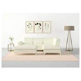 Sit & More Ecksofa SIT & MORE "Cabrio L-Form, B: 274 cm, mit Sitztiefen-, Arm- & Kopfteilverstellung", weiß (altweiß), B:274cm H:87cm T:230cm, Sofas, 3 Nierenkissen, Federkern, optional Bettfunktion und Stauraum