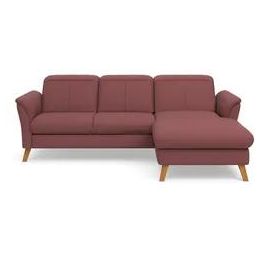 Sit & More Ecksofa SIT & MORE "Romero L-Form" Sofas Gr. B/H/T: 245cm x 91cm x 178cm, Struktur weich, Recamiere rechts, ohne Federkern-mit Kopfteilverstellung-mit Bettfunktion-ohne Bettkasten-mit motorische Relaxfunktion, lila (chianti) wahlweise mit oder ohne Relax-Funktion, Bettfunktion, Bettkasten