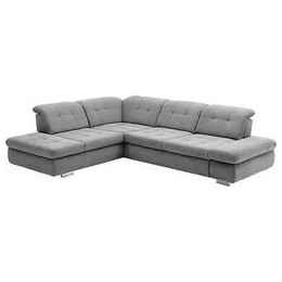 Ecksofa DIE PLANBAR "MP-IN17004 L-Form" Sofas Gr. B/H/T: 323cm x 84cm x 124cm, Chenille, Armlehne rechts, Bettfunktion-Sitztiefenverstellung, weiß (silber) wahlweise mit Bettfunktion, Sitztiefen- und Kopfteilverstellung