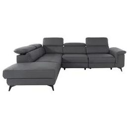 Ecksofa COTTA "Springs L-Form" Sofas Gr. B/H/T: 290cm x 79cm x 235cm, Echtleder, Ottomane links, mit Kopfteilverstellung-ohne Relaxfunktion-ohne Bettkasten, grau (fango)