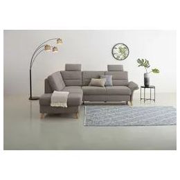 Ecksofa Home Affaire "Westerland L-Form" Sofas Gr. B/H/T: 238cm x 90cm x 213cm, Chenille-Optik, Ottomane links, mit Bettfunktion, Stauraum und Armlehnfunktion, braun (latte) Federkern-Polsterung, wahlweise mit Bettfunktion, Bettkasten