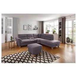 Ecksofa Home Affaire "Soleo L-Form" Sofas Gr. B/H/T: 262cm x 89cm x 235cm, Struktur, Ottomane rechts, mit Relaxfunktion-ohne Bettfunktion-ohne Stauraum, grau (dunkelgrau) komfortabel durch Trapezecke mit Relaxfunktion, auch Bettfunktion