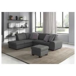 Sit & More Ecksofa SIT&MORE "Luxor L-Form" Sofas Gr. B/H/T: 259 cm x 82 cm x 224 cm, Luxus-Microfaser ALTARA NUBUCK, Ottomane links, ohne Bettfunktion-ohne Bettkasten-ohne Kopfteilverstellung, grau (steel) wahlweise mit Bettfunktion, Stauraum und Kopfteilverstellung