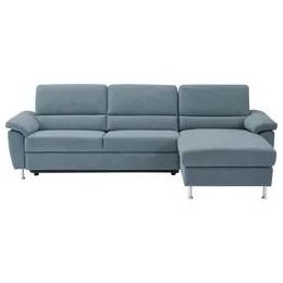 Ecksofa CALIZZA INTERIORS "Onyx L-Form" Sofas Gr. B/H/T: 270 cm x 90 cm x 158 cm, Microfaser, Recamiere rechts, mit Bettfunktion mit Bettkasten, blau (16 steel) Recamiere links oder rechts, wahlweise mit Bettfunktion, Breite 270 cm