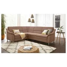 Sit & More Ecksofa SIT & MORE "Cardoso L-Form" Sofas Gr. B/H/T: 249cm x 90cm x 209cm, Struktur, langer Schenkel rechts, keine Funktion, braun mit Federkern, wahlweise Bettfunktion und Schubkasten