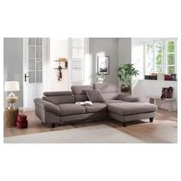 Ecksofa Home Affaire "Pilot L-Form" Sofas Gr. B/H/T: 268cm x 73cm x 108cm, Struktur, Recamiere rechts, mit Kopfteilverstellung-ohne Bettfunktion-ohne Bettkasten, braun wahlweise mit Bettfunktion und Bettkasten